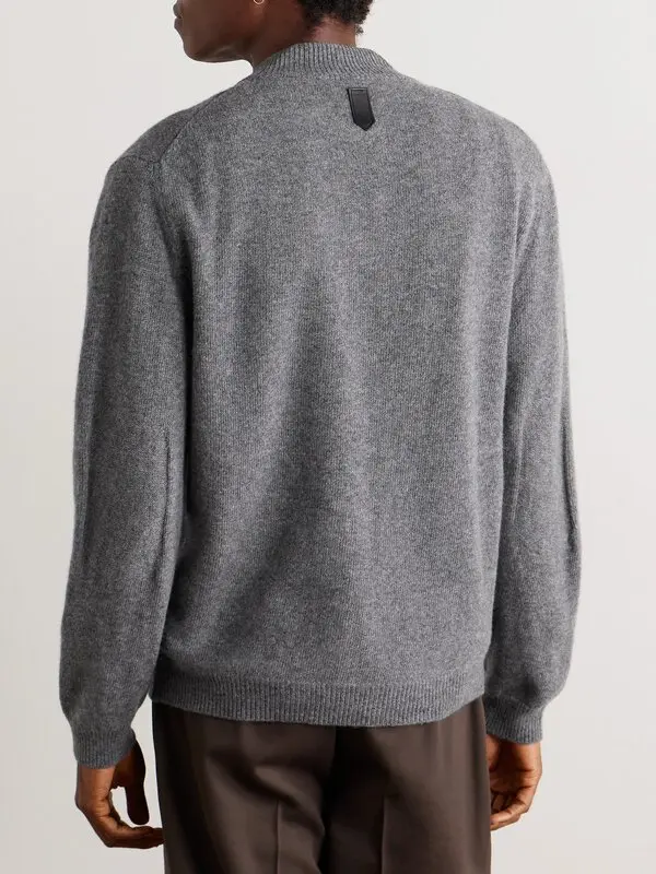 Canali Wool And Cashmere-blend Zip-up Cardigan - Gray