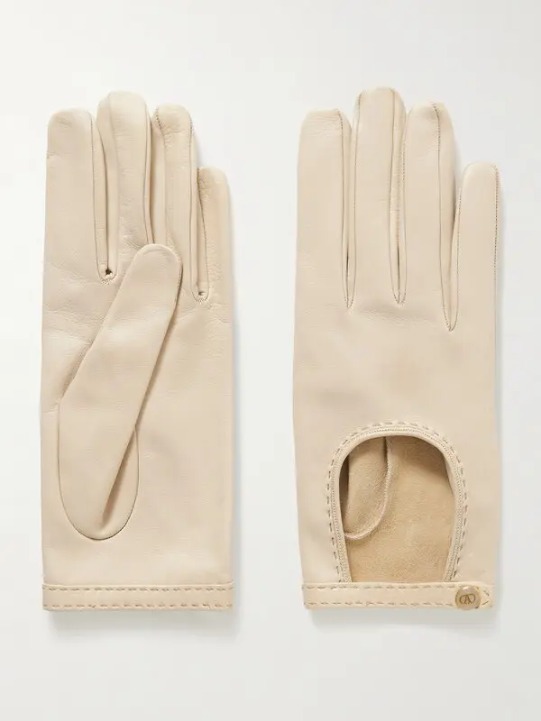 Valentino Garavani Vlogo Leather Gloves - Ivory