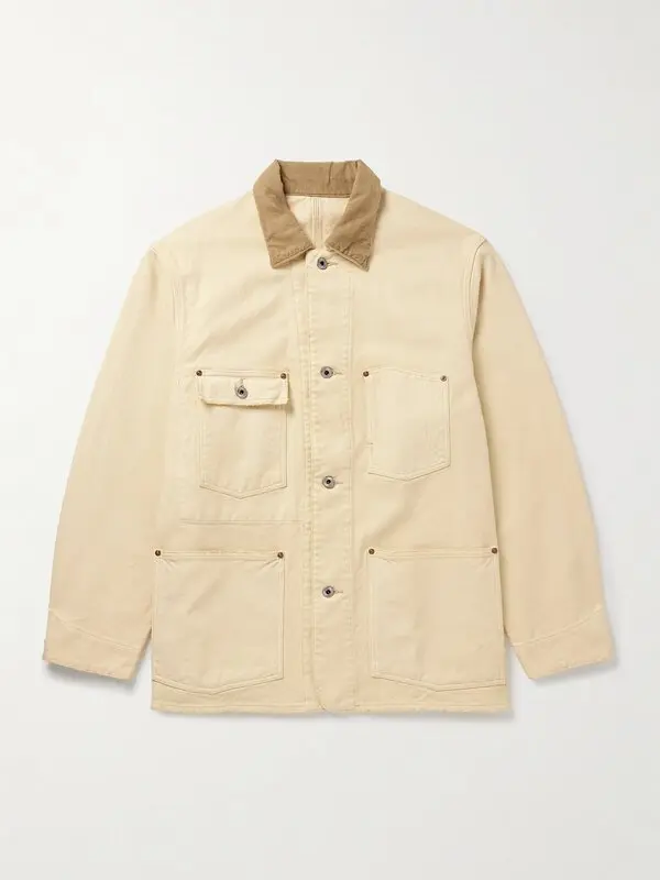 A.PRESSE Corduroy-trimmed Canvas Coverall Jacket