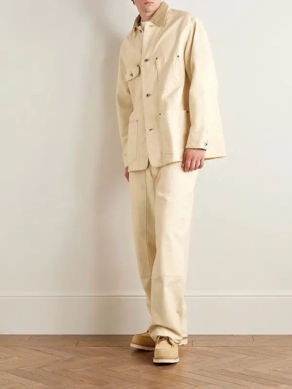A.PRESSE Corduroy-trimmed Canvas Coverall Jacket