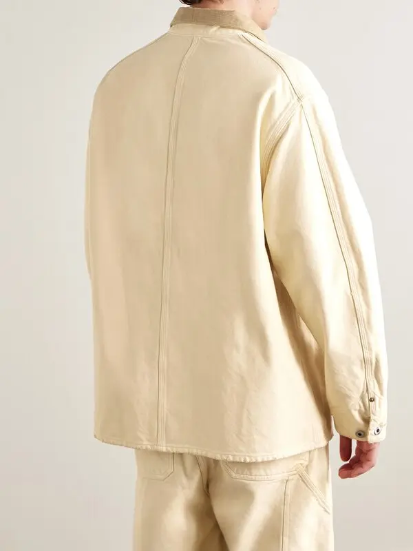 A.PRESSE Corduroy-trimmed Canvas Coverall Jacket