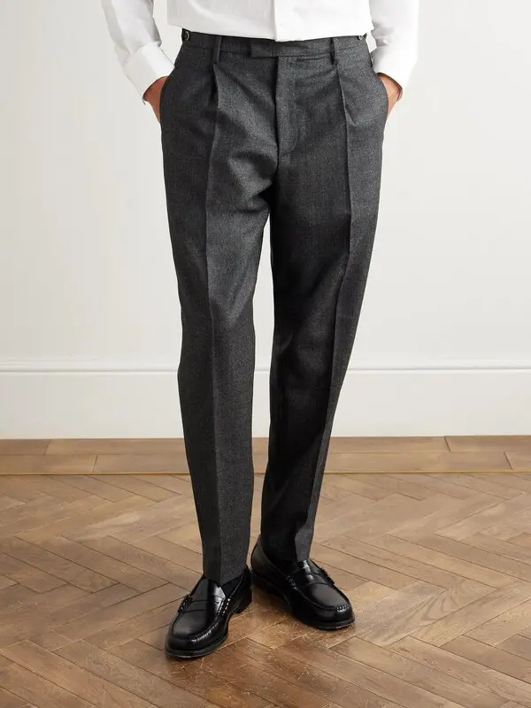 Barena Venezia Masco Slim-fit Straight-leg Pleated Trousers - Gray