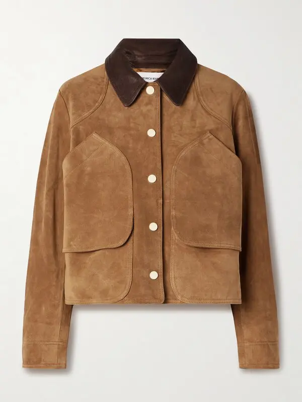 Veronica Beard Walters Leather-trimmed Suede Jacket - Brown