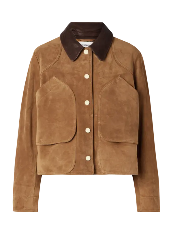 Veronica Beard Walters Leather-trimmed Suede Jacket - Brown