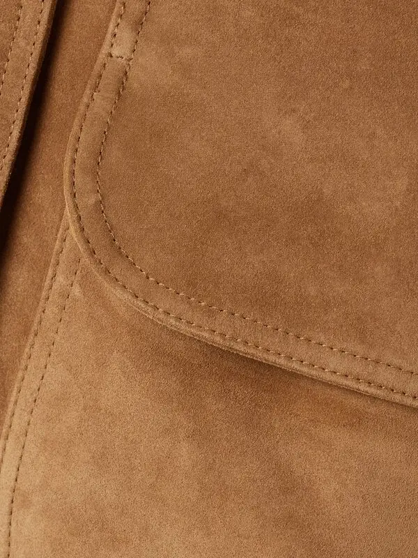 Veronica Beard Walters Leather-trimmed Suede Jacket - Brown