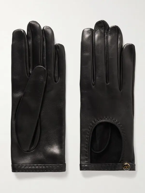 Valentino Garavani Vlogo Leather Gloves - Black
