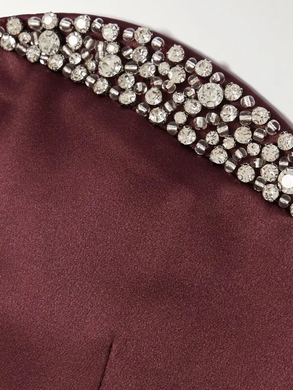 The New Arrivals Ilkyaz Ozel NoLie Strapless Crystal-Embellished Mini Dress  - Burgundy - 40% Off | Editorialist