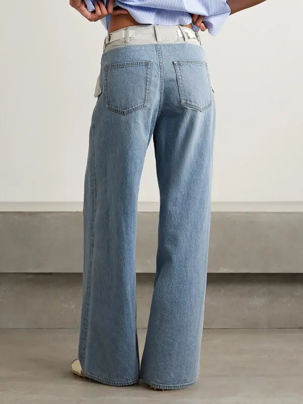 Sacai Shell-trimmed Wide-leg Mid-rise Jeans - Blue