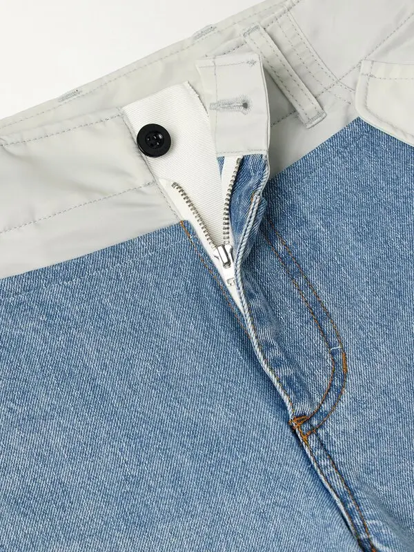 Sacai Shell-trimmed Wide-leg Mid-rise Jeans - Blue