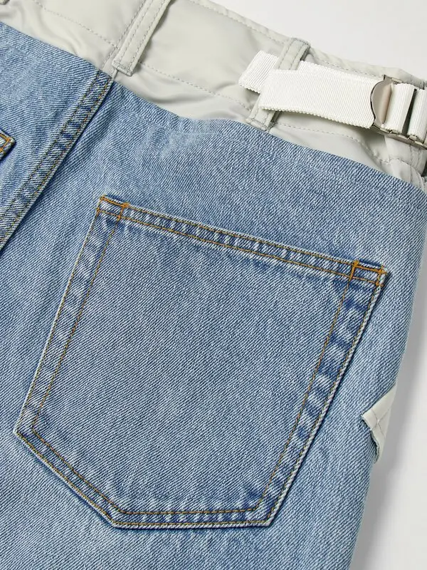 Sacai Shell-trimmed Wide-leg Mid-rise Jeans - Blue