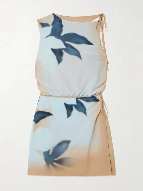 SIR. Open-back Floral Silk Mini Dress - Blue