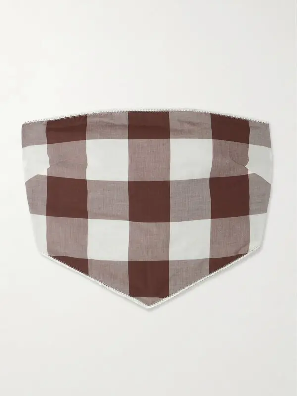 Posse Callie Cropped Gingham Cotton-voile Top - Brown