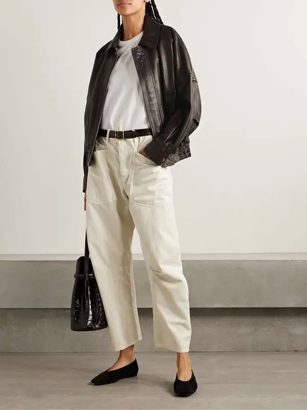 Nour Hammour Dalma Leather Bomber Jacket