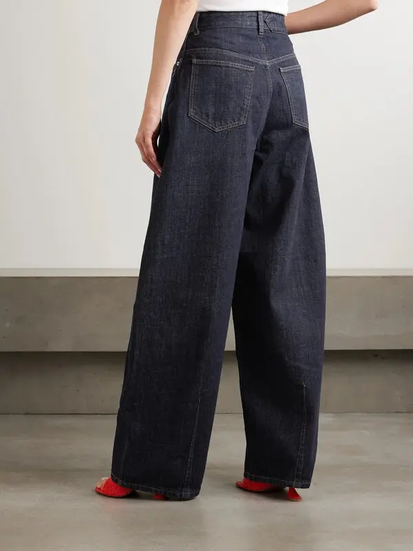 Jacquemus The Ovalo De-nîmes Pleated High-rise Barrel-leg Jeans - Blue