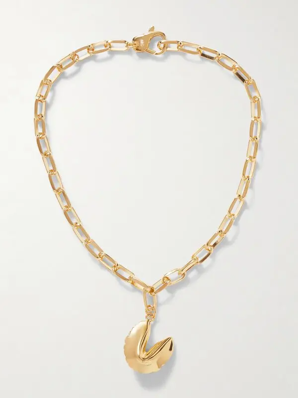 MARTHA CALVO Plated Fortune Cookie Pendant Necklace - Gold