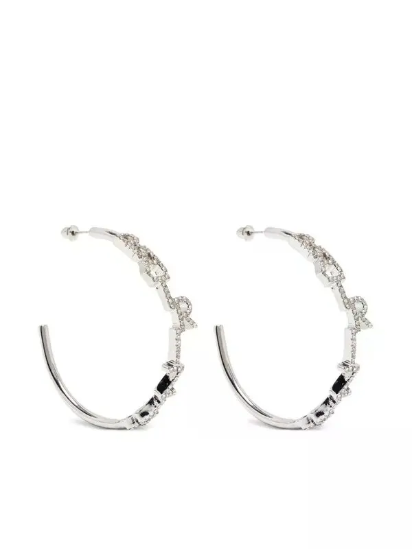 Patrizia Pepe Crystal-embellished Hoop Earrings - Silver