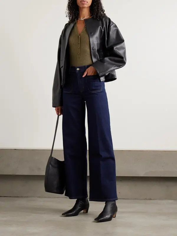 FRAME Le Slim Palazzo Modernist Pocket High-rise Wide-leg Jeans - Blue