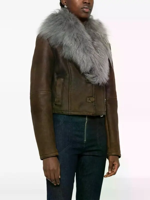 Patrizia Pepe Sheepskin Fur-collar Jacket