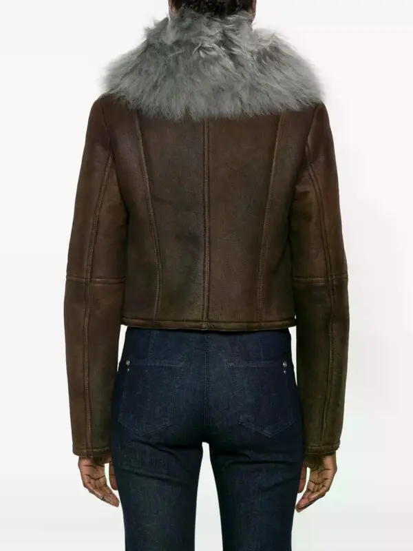 Patrizia Pepe Sheepskin Fur-collar Jacket