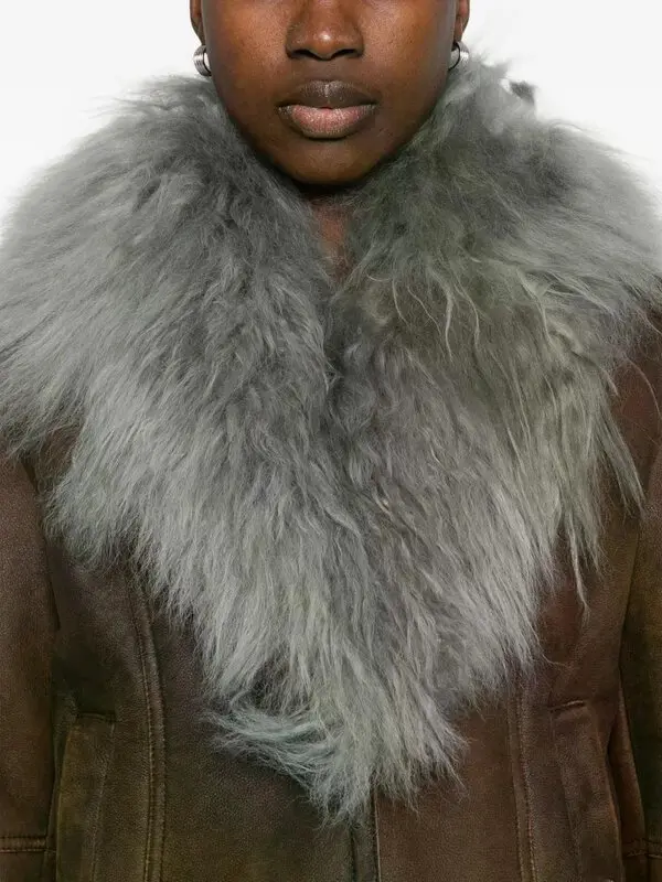 Patrizia Pepe Sheepskin Fur-collar Jacket