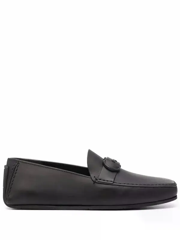 FERRAGAMO Gancini Leather Loafers - Black
