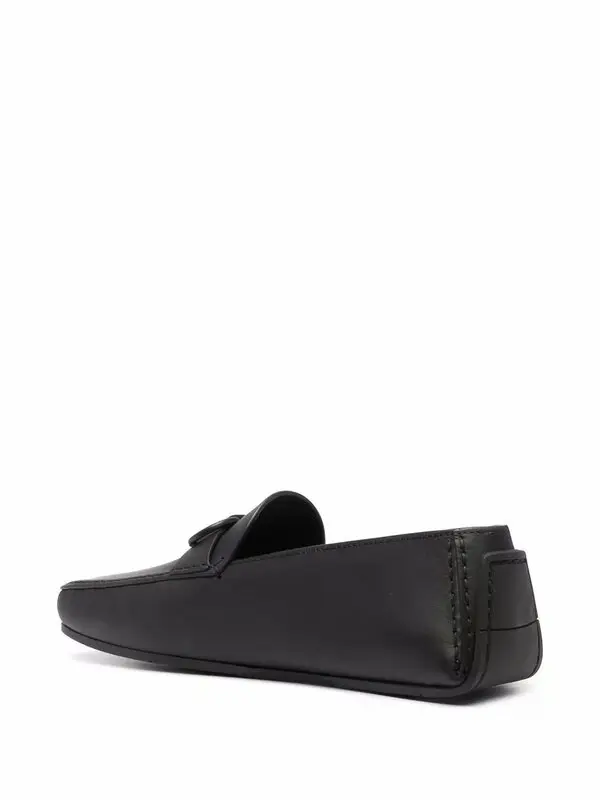 FERRAGAMO Gancini Leather Loafers - Black