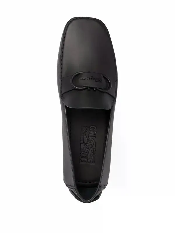 FERRAGAMO Gancini Leather Loafers - Black