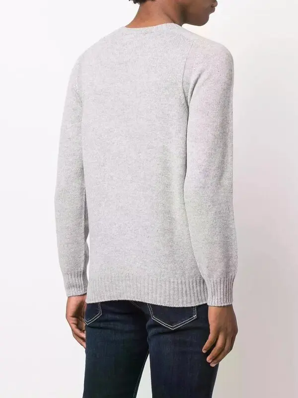 D4.0 Ribbed-trim Virgin Wool Jumper - Grey