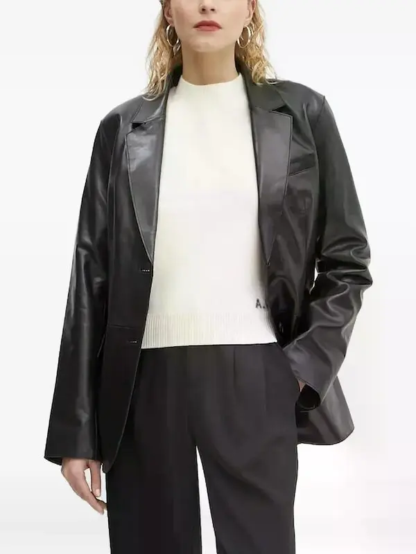 STAND STUDIO Leather Fitted Blazer