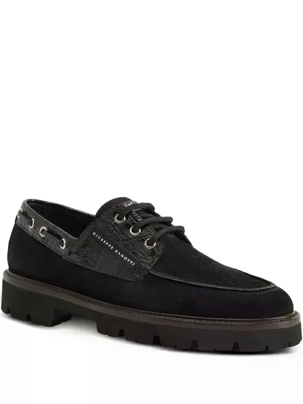 GIUSEPPE ZANOTTI Crocodile-effect Suede Boat Shoes