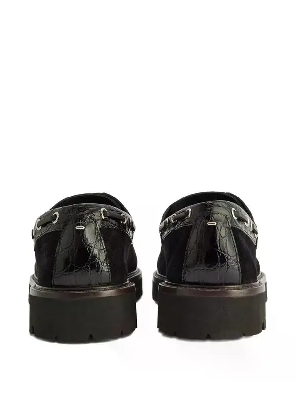 GIUSEPPE ZANOTTI Crocodile-effect Suede Boat Shoes