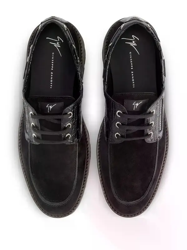 GIUSEPPE ZANOTTI Crocodile-effect Suede Boat Shoes