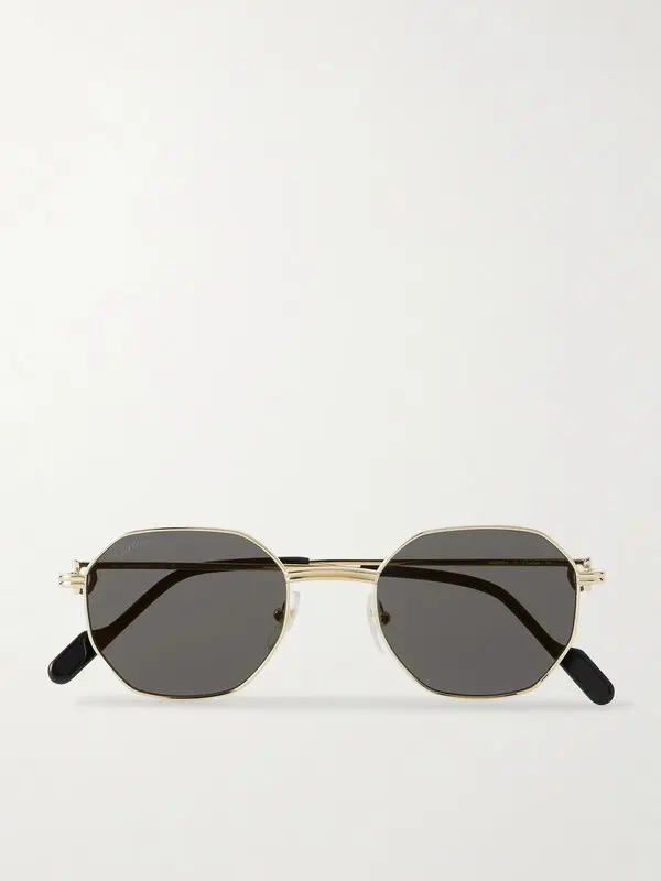 CARTIER Première De Hexagon-frame Sunglasses - Gold
