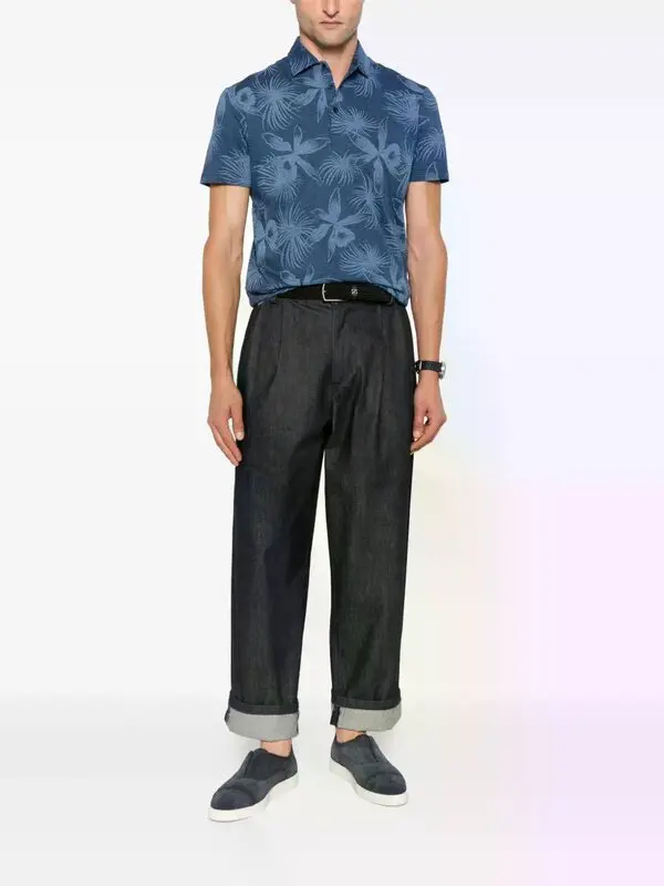 GRAN SASSO Floral-print Polo Shirt