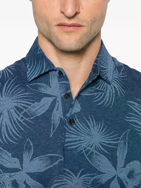 GRAN SASSO Floral-print Polo Shirt