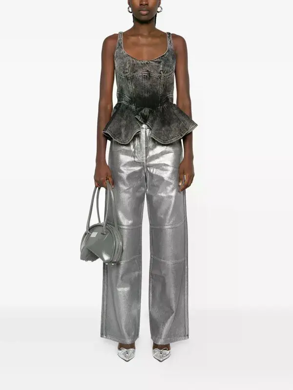 Patrizia Pepe Panelled Metallic Trousers