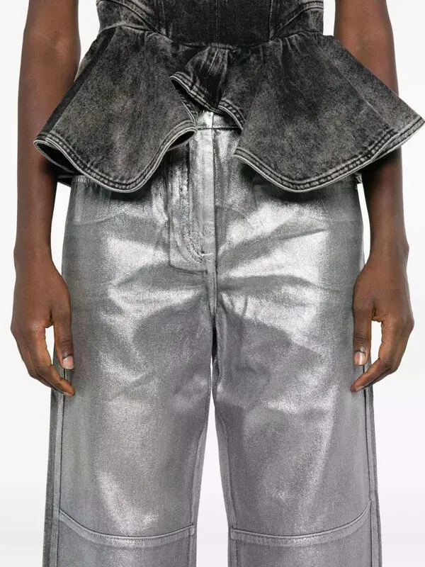Patrizia Pepe Panelled Metallic Trousers