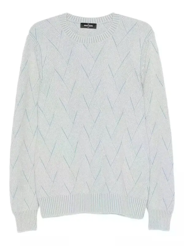 GRAN SASSO Chevron-pattern Crew-neck Sweater