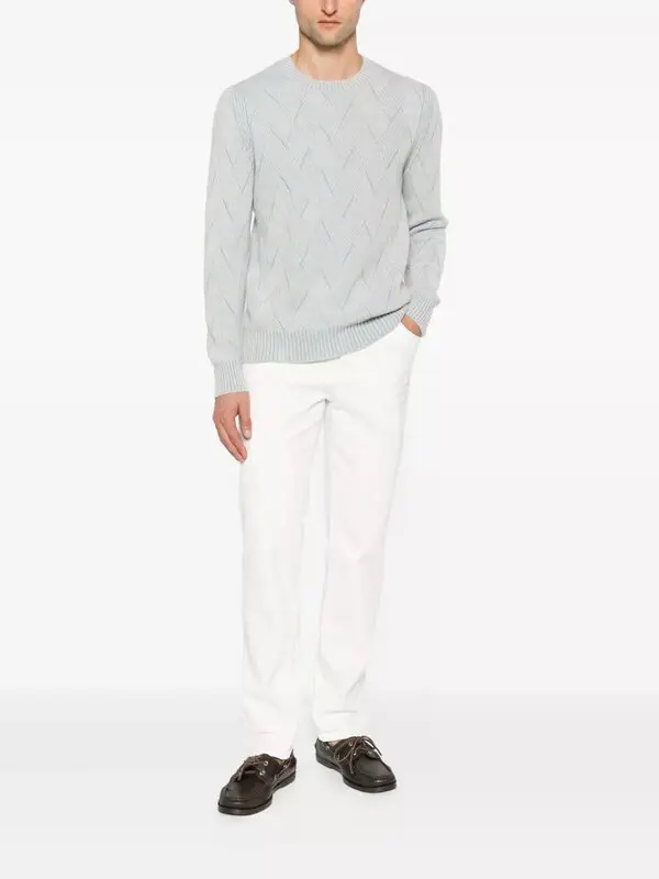 GRAN SASSO Chevron-pattern Crew-neck Sweater