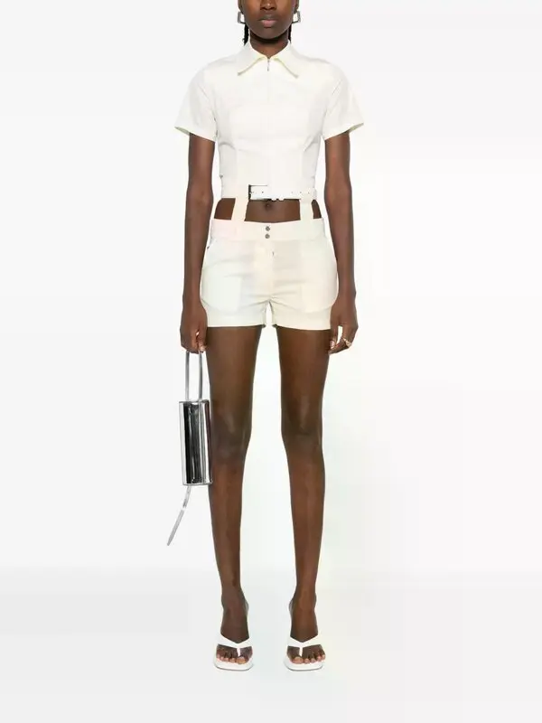 VESTIAIRE D'UN OISEAU LIBRE Belted Wool Shorts
