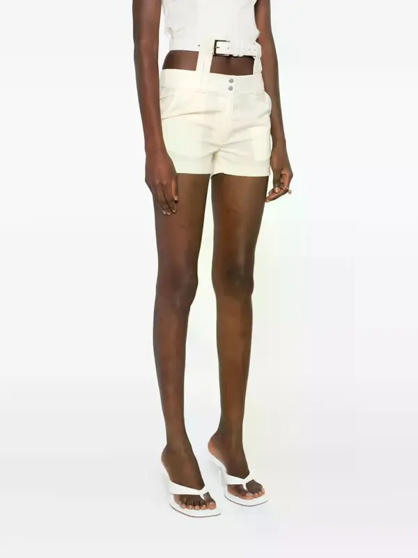 VESTIAIRE D'UN OISEAU LIBRE Belted Wool Shorts