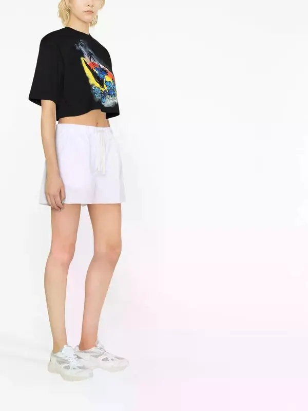 MSGM Graphic-print Cropped T-shirt