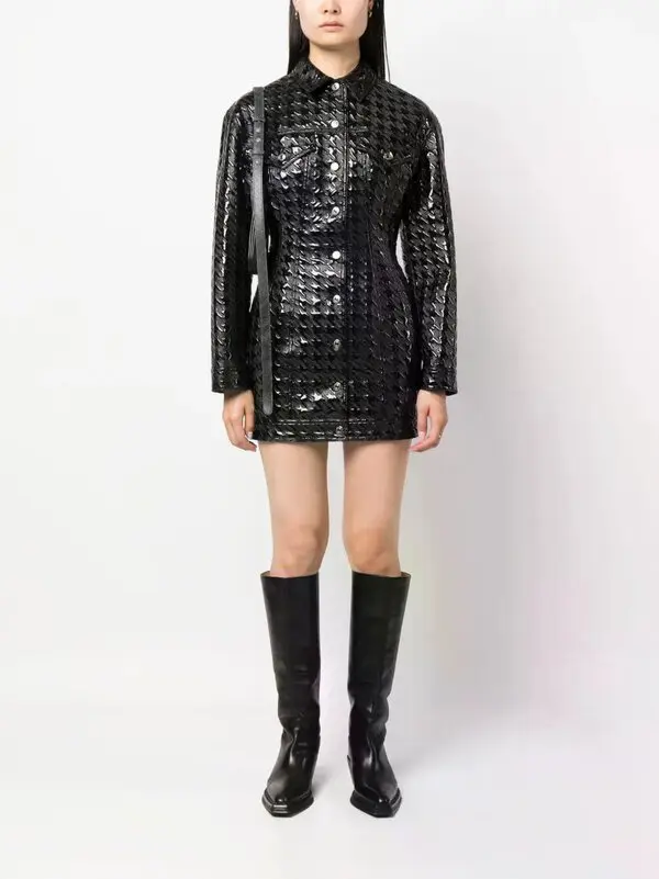 MSGM Embossed Faux Leather Shirt Jacket