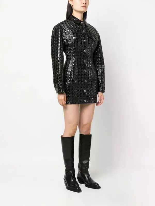 MSGM Embossed Faux Leather Shirt Jacket