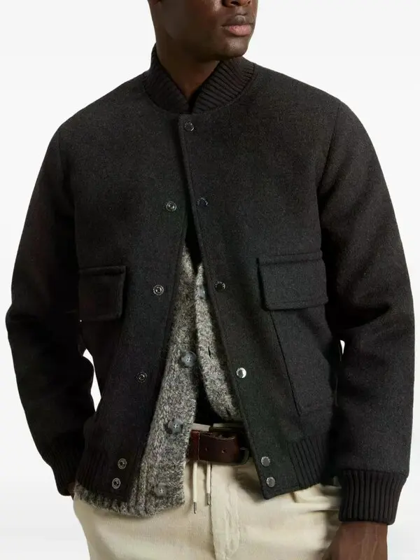 Woolrich Wool Twill Pocket Bomber - Grey