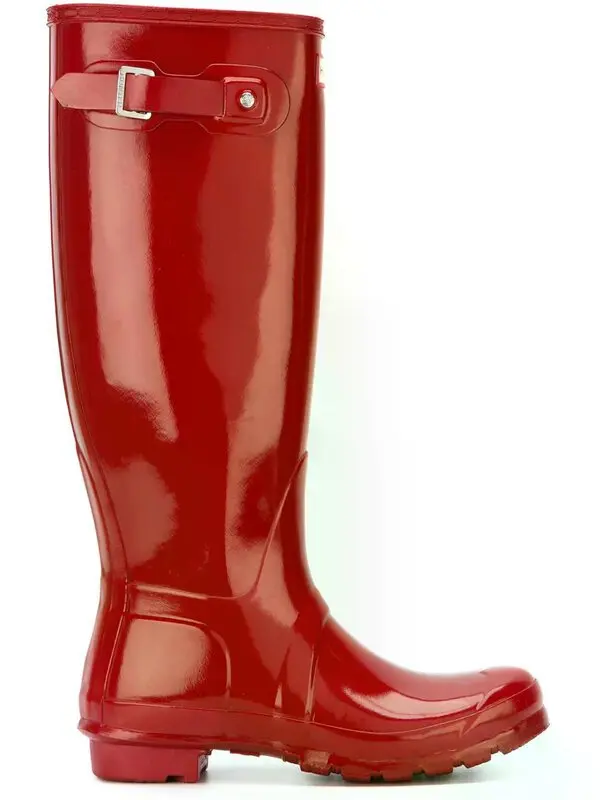 Hunter Knee-high Boots With Buckle Detail - Red