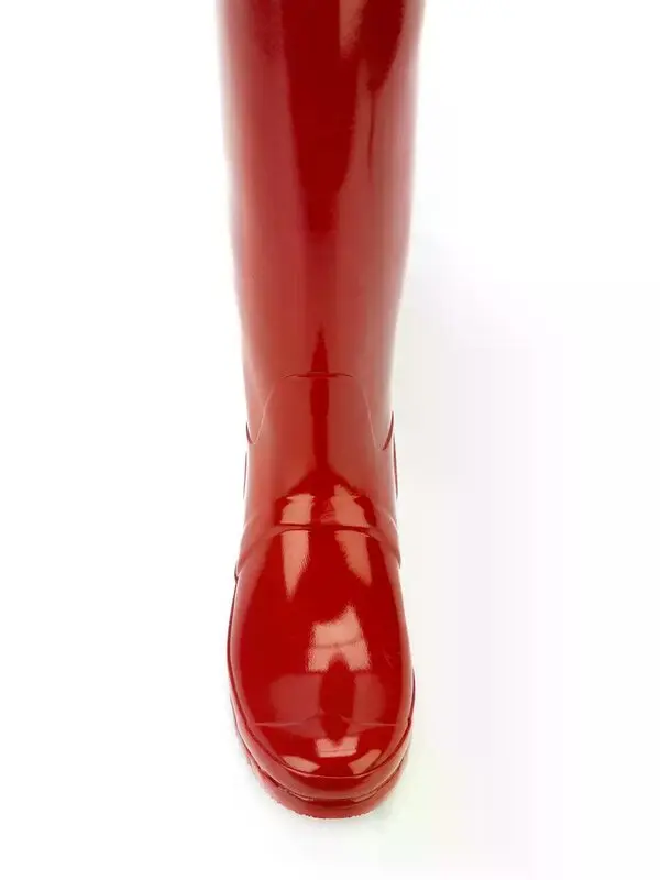 Hunter Knee-high Boots With Buckle Detail - Red