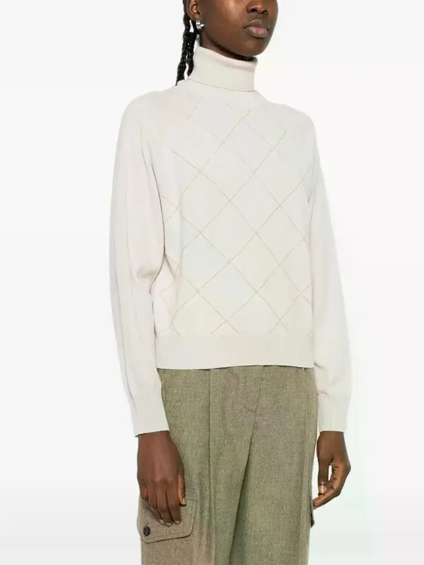 Peserico Diamond-pattern Turtleneck Sweater - Neutrals