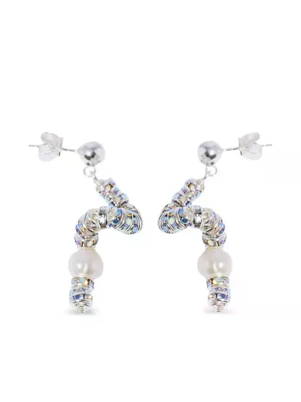 PEARL OCTOPUSS.Y Name Crystal And Pearl Earrings - Silver