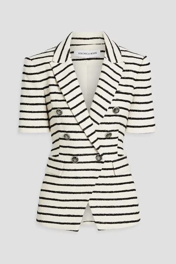 Veronica Beard Jenny Dickey Striped Tweed Jacket - Ivory